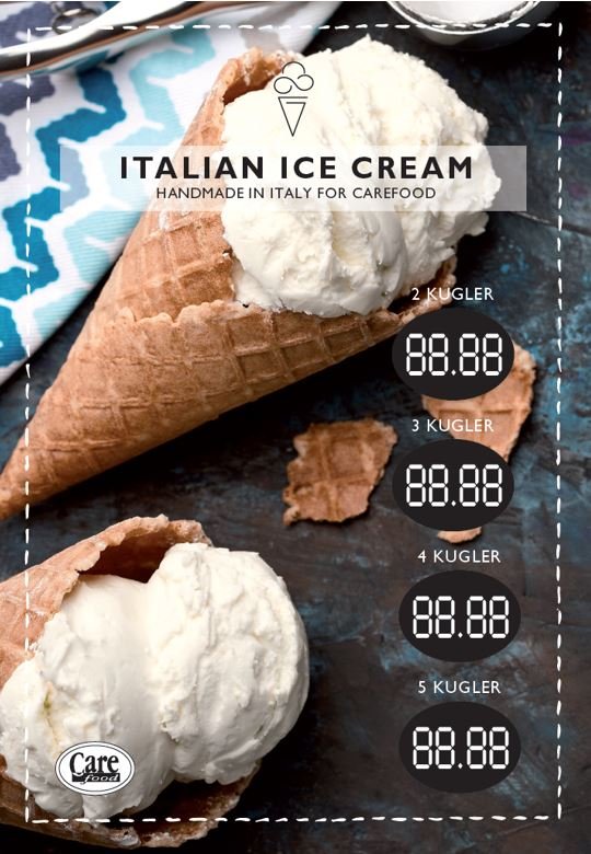 Plakat Italien ice cream 2-5 kugler - Download - Carefood